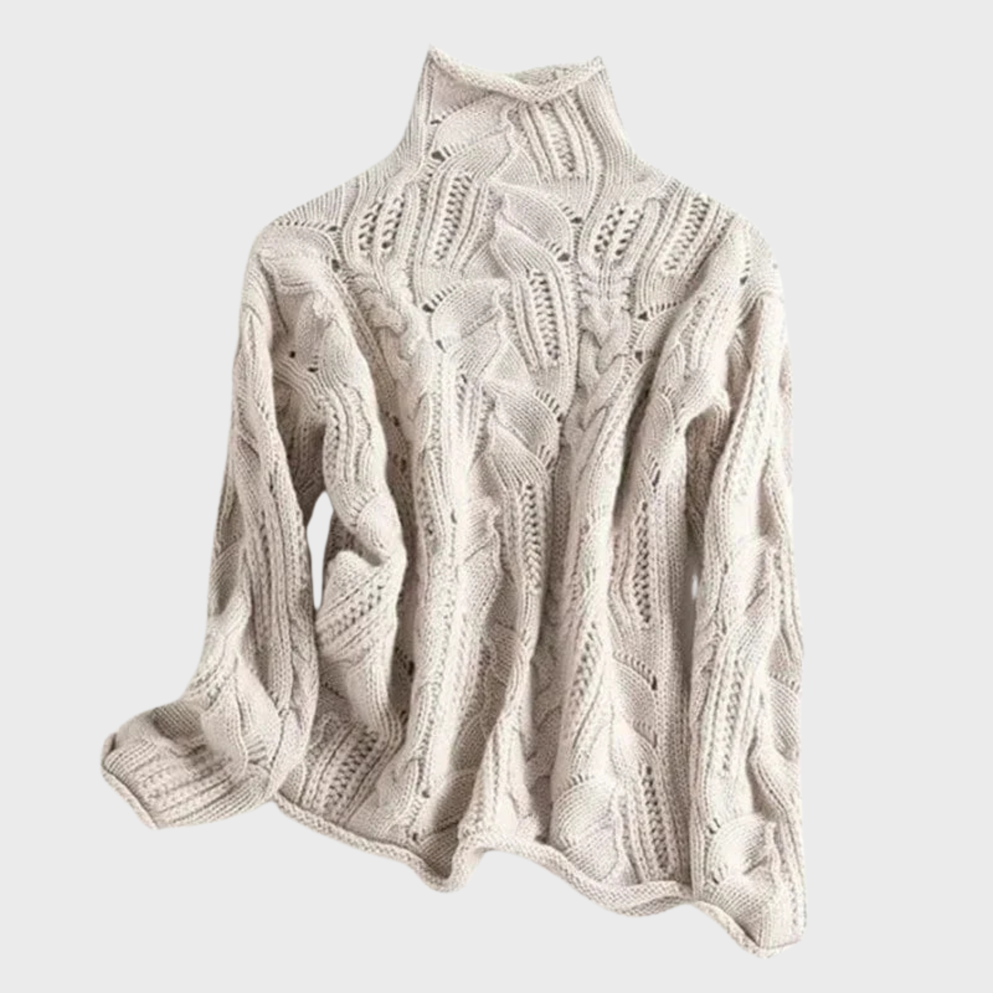 Ksenia – Turtleneck with Cable Knit Pattern – Sarah & David Charleston