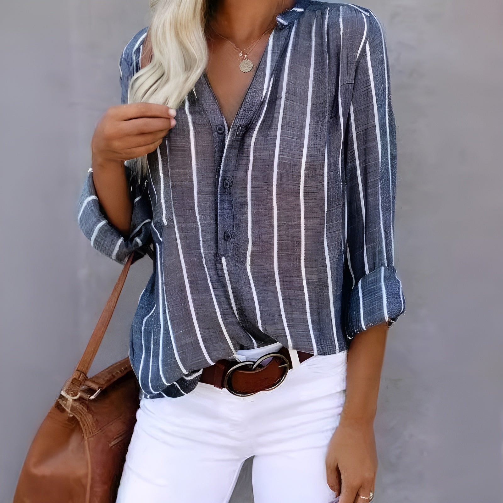 Maddie - Striped Button-Up Shirt – Sarah & David Charleston