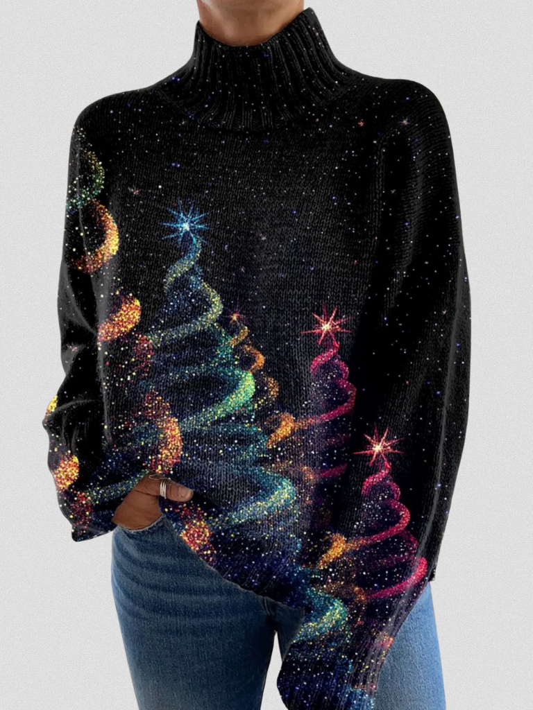 ASPEN LIGHTS | Cozy Knit Sweater Twinkling Holiday Lights & Trees ...